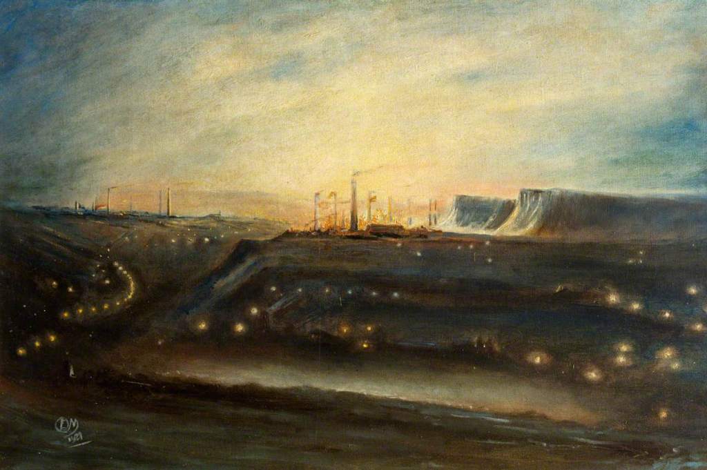 Mansel Lewis, Charles William, 1845-1931; Dowlais Works at Night – the ...